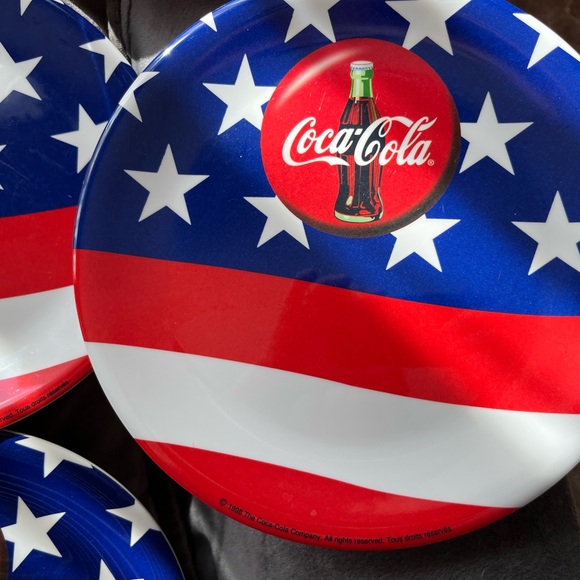 Dining | Vintage Plastic Cocacola Plates Stars And Stripes | Poshmark
